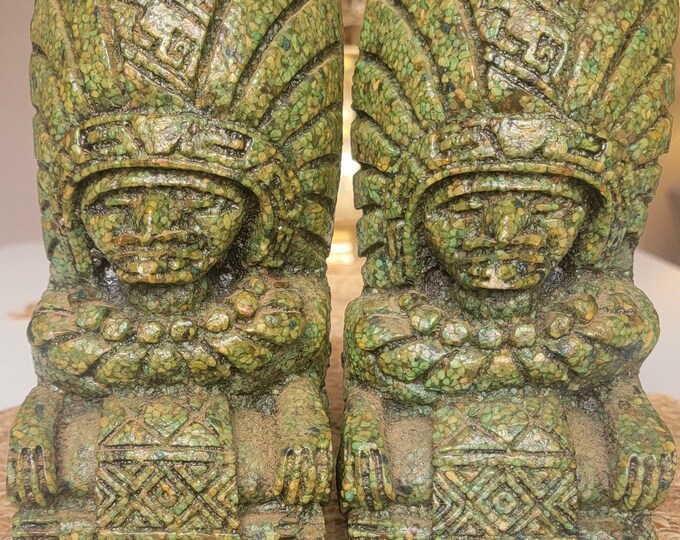 Mayan or Aztec Bookends Composite Sculpture Mexican Tribal Midcentury ...