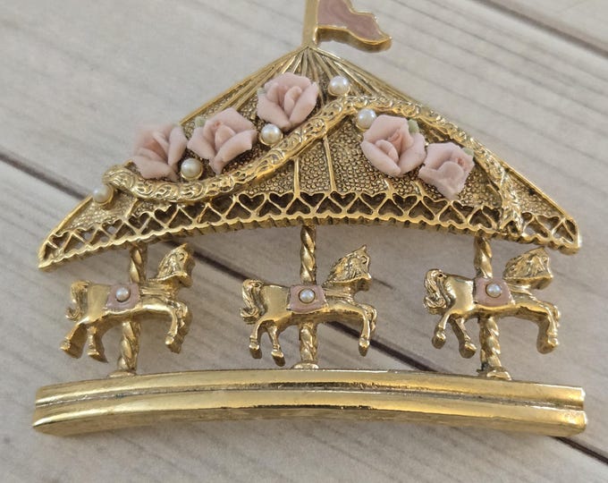 Carousel Pin 1928 Jewelry Co Merry Go Round Vintage Brooch - Etsy