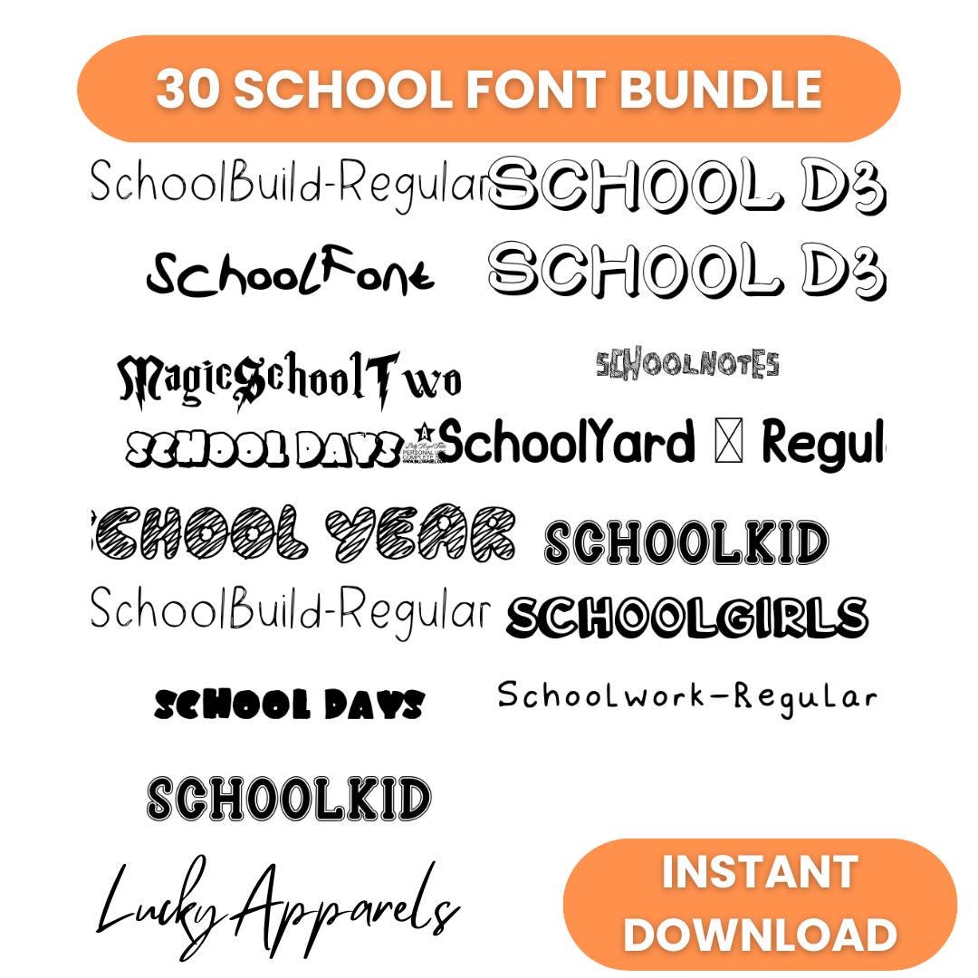 Back to School 30 Font Bundle for Cricut, Handwriting Fonts, Kids Fonts ...
