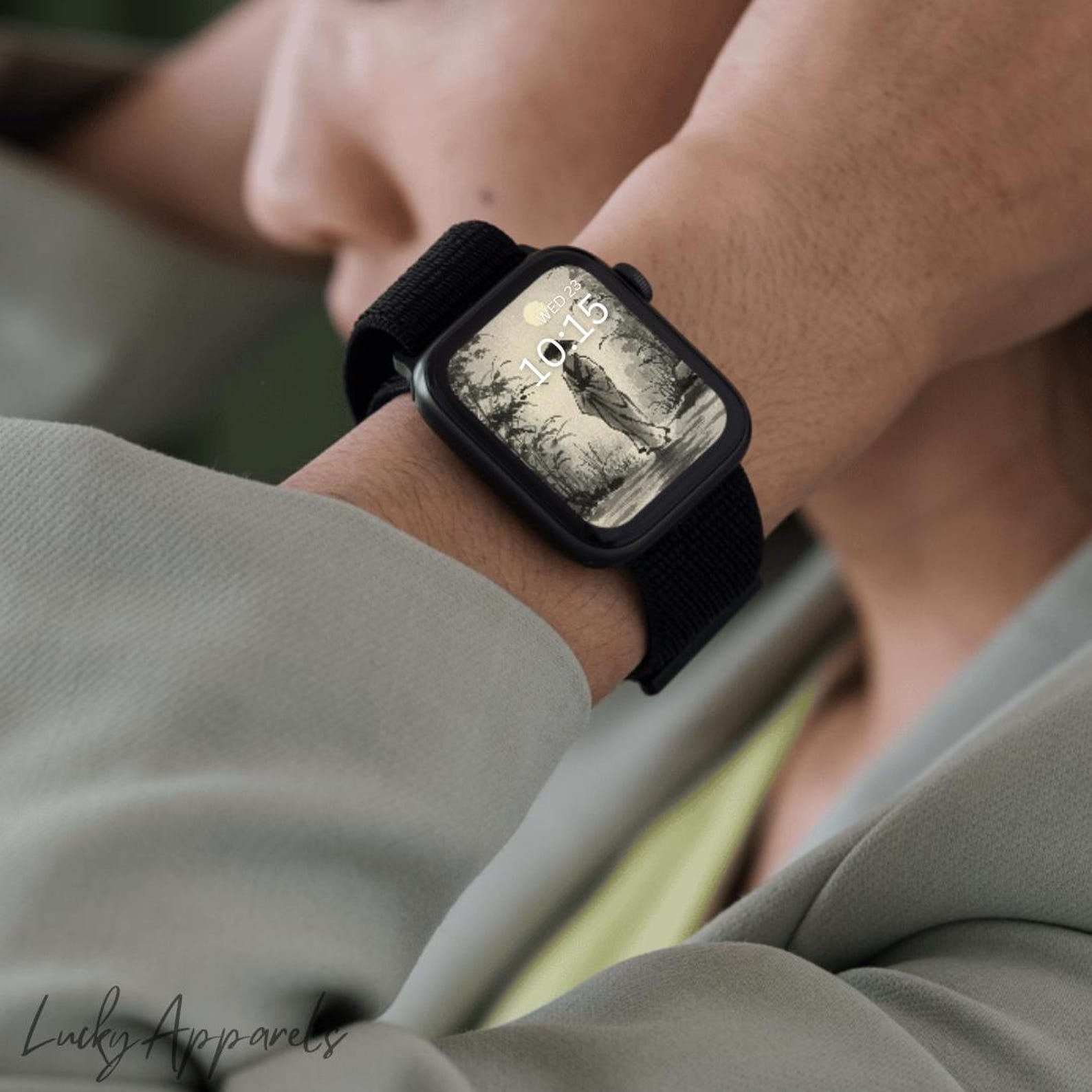 Japanese Monk Moon Apple Watch Face, Bamboo Forest Art Smart Watch Face ...