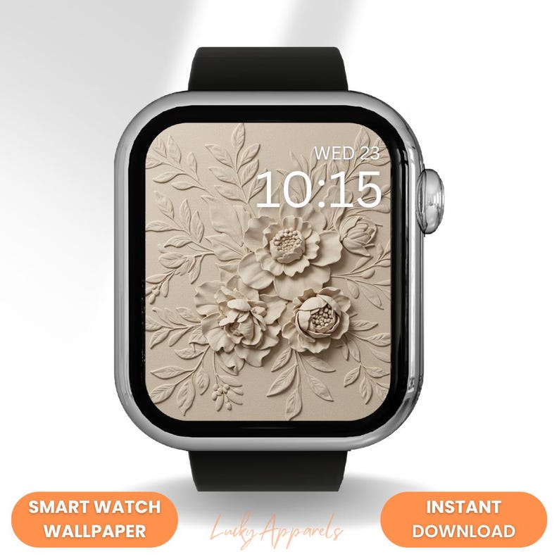 3D Floral Relief Apple Watch Face, Sculpted Flower Smart Watch Face ...