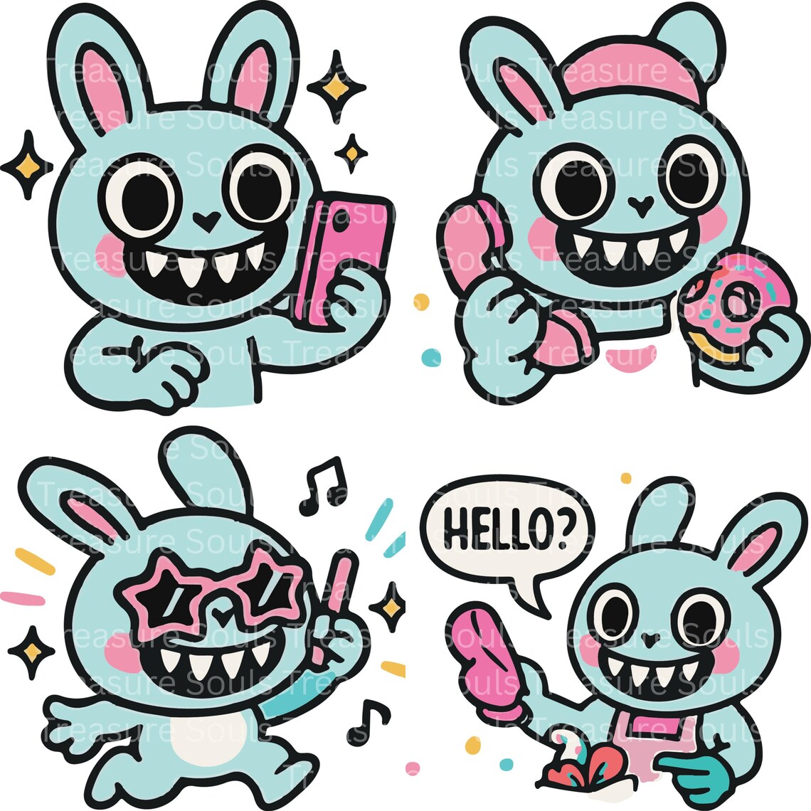 Labubu Clipart Bundle PNG, Cute Bunny Art for T-shirts, Journals ...