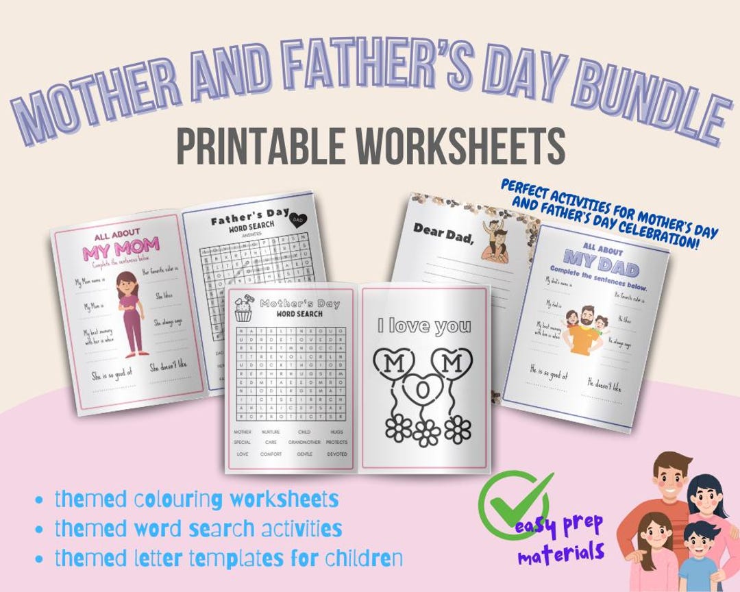 Mother's Day Worksheets, Father's Day Worksheets, Printable Mother's ...