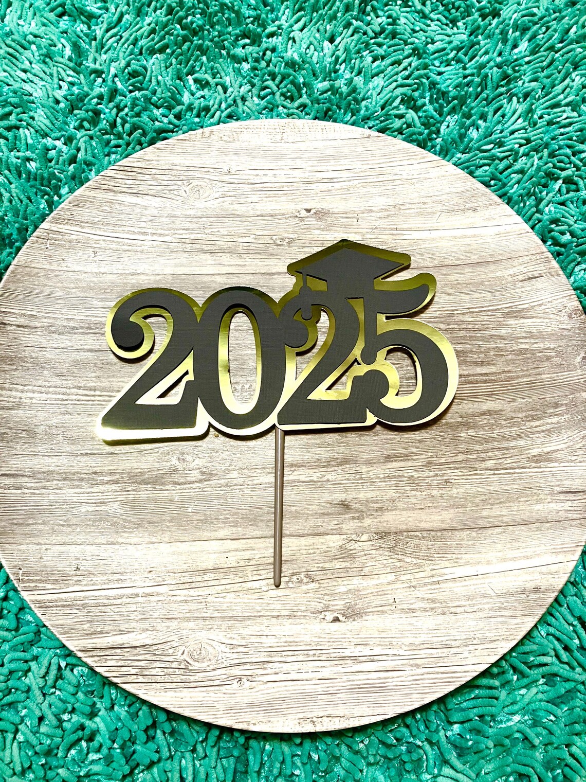 Layered 2025 Graduation Large Cake Topper Sign Black and Gold ...