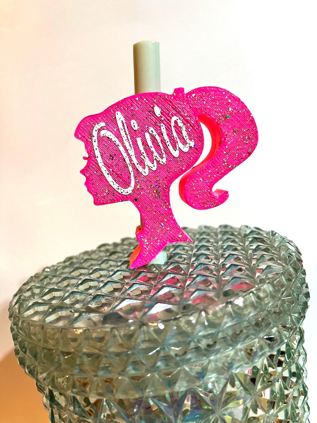 Pink 3D Printed Barbie Straw Charms Set Party Favors Personalized With ...