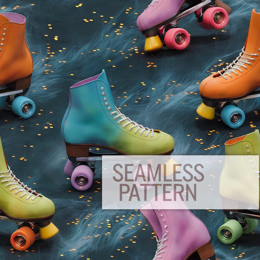 Vintage Roller Skates – Seamless Pattern, Digital Download, 3600px by ...