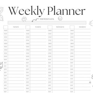 Weekly Schedule Planner - 2 Page Spread - Etsy