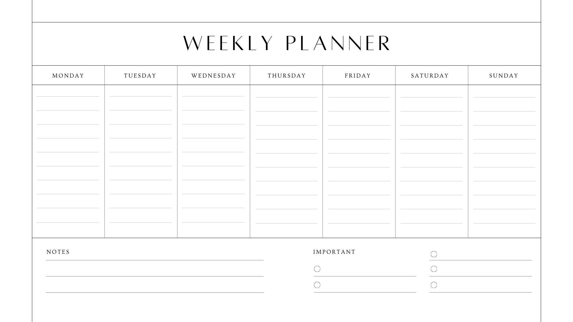 Minimalist Weekly Planner Template - Etsy