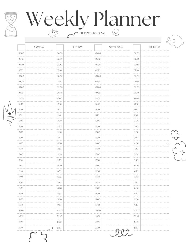 Weekly Schedule Planner - 2 Page Spread - Etsy