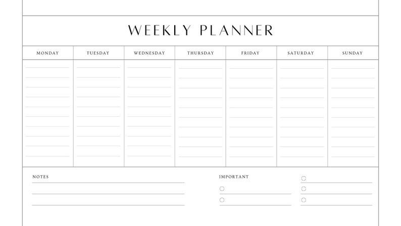 Minimalist Weekly Planner Template - Etsy