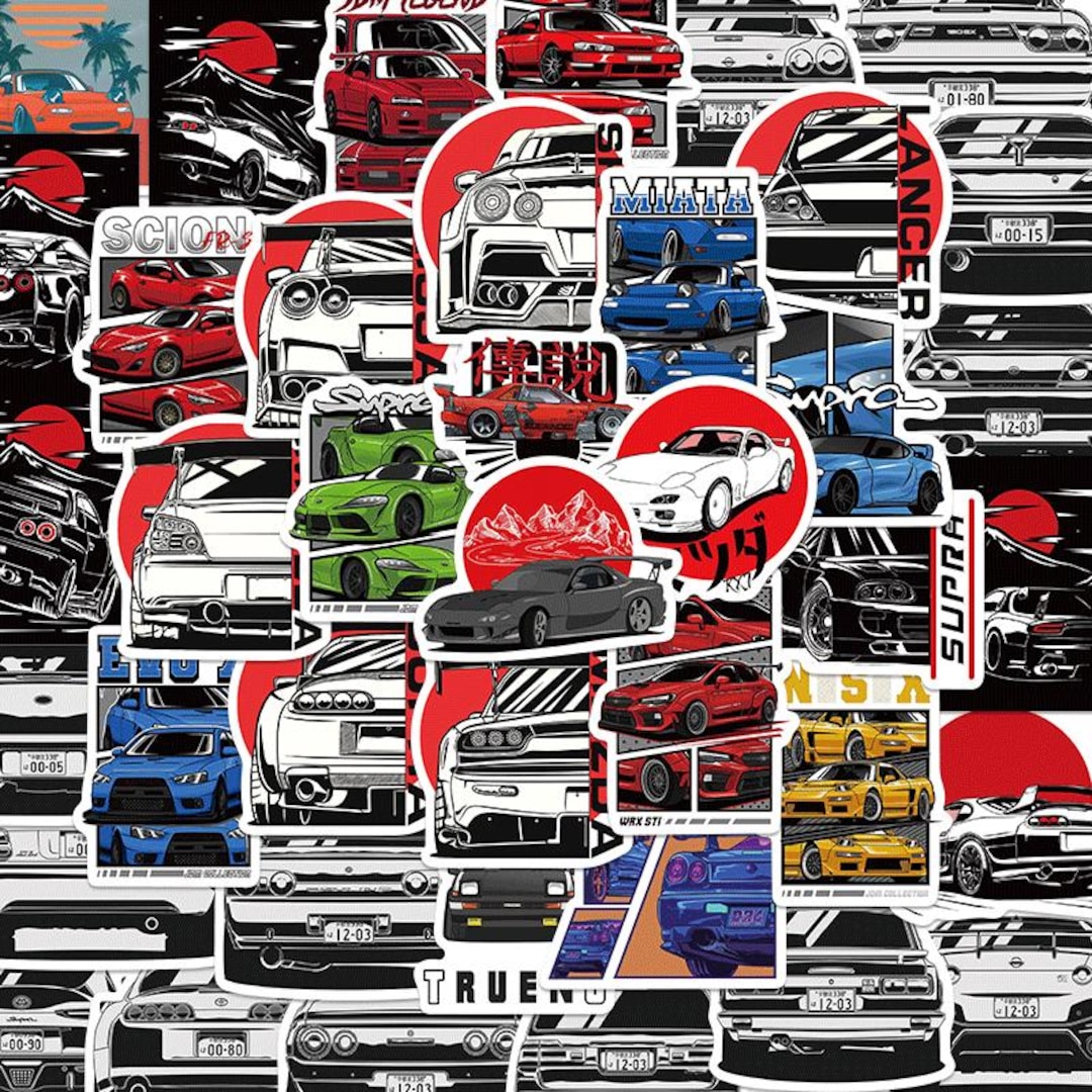 50-piece JDM Car Sticker Pack | Japanese Street Racing Decals - Etsy
