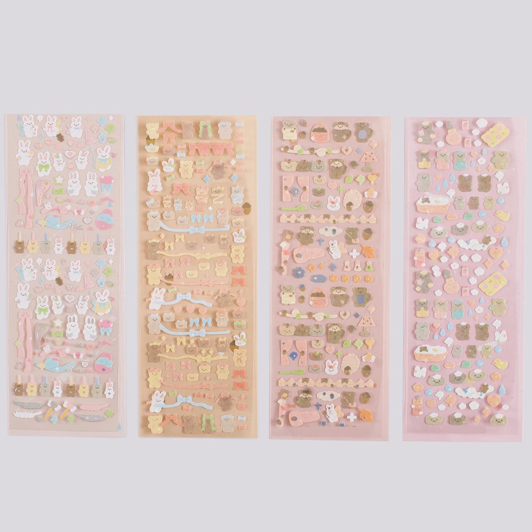 Mini Bunny Bear Laser Flash Cards Set of 4 Sheets: Star Chasing Card ...