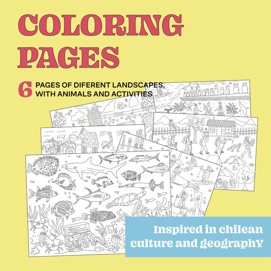 Chilean Landscape Coloring Pages and Activities for Kids - Etsy