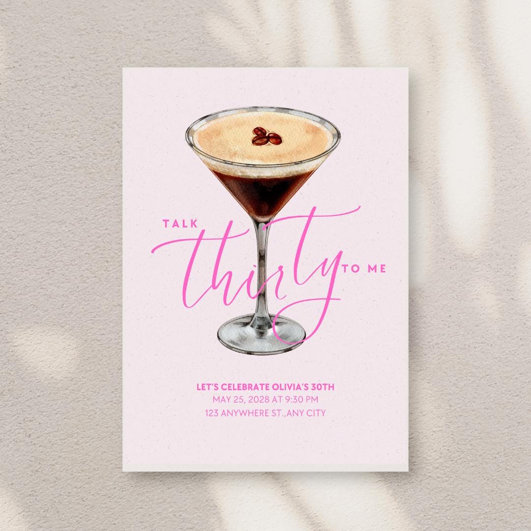 Espresso Martini 30th Birthday Card. Funny 30th Birthday Card Canva ...