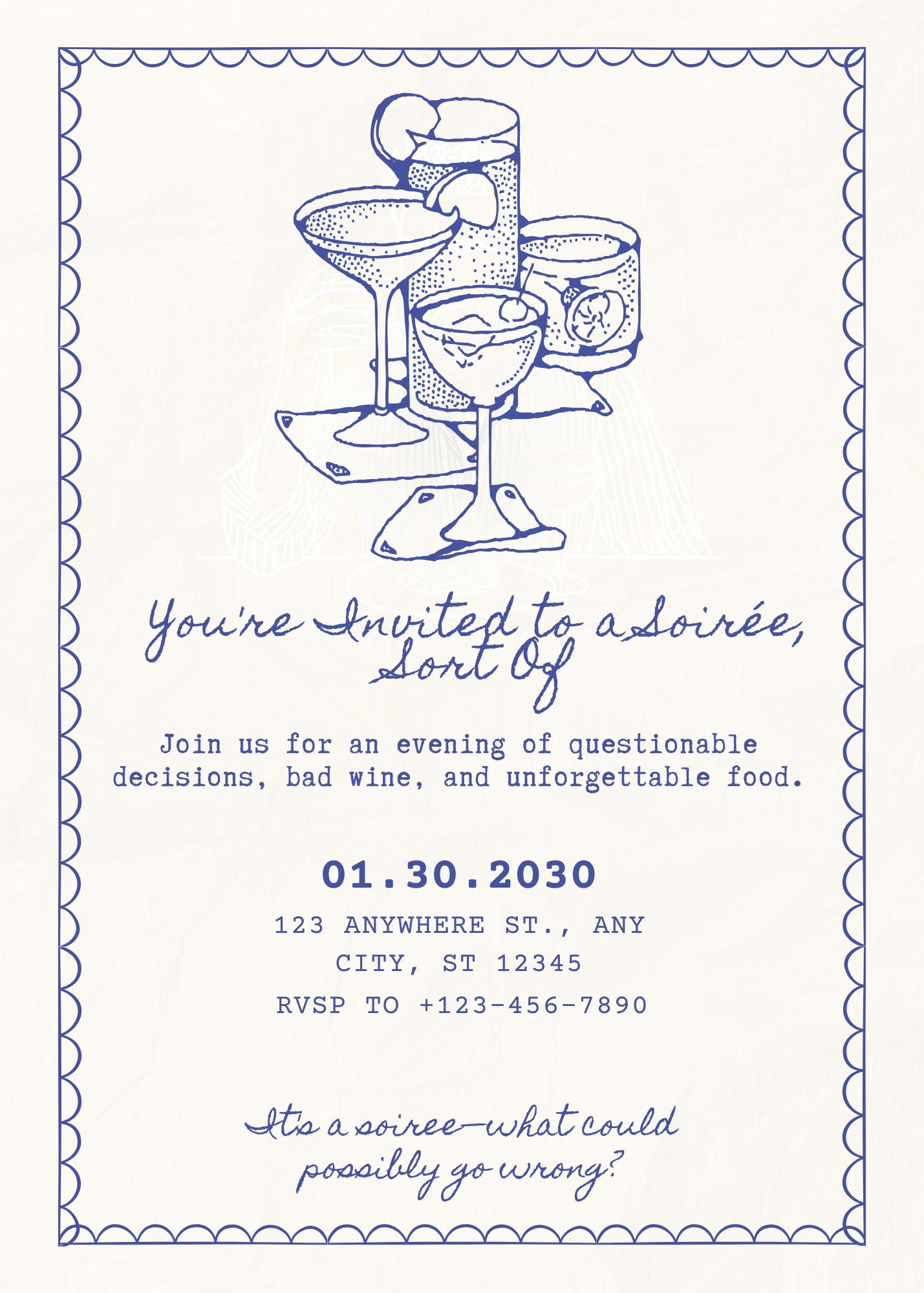 Dry Sarcastic Humor Funny Party Invitation, Adult Dinner Party Invite ...
