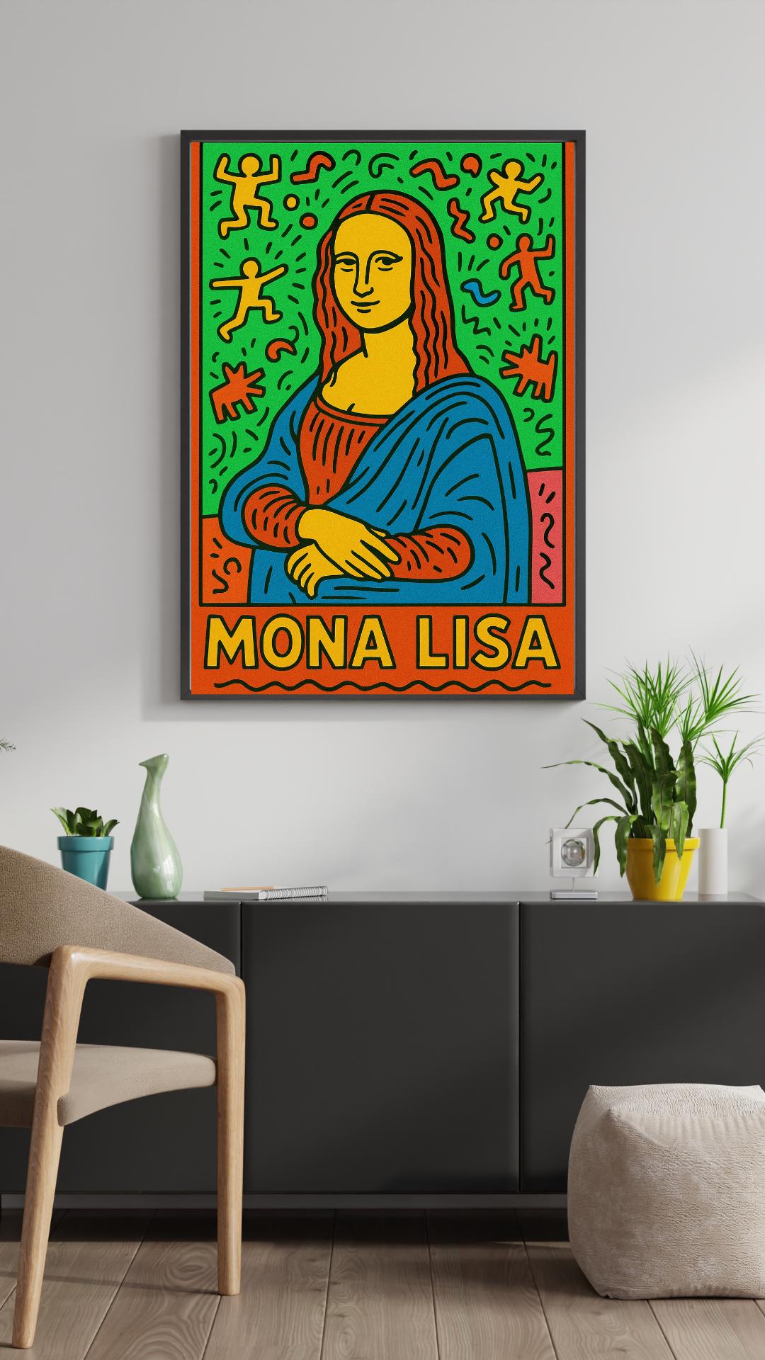 Keith Haring Style Mona Lisa Pop Art Print | Downloadable Colorful ...