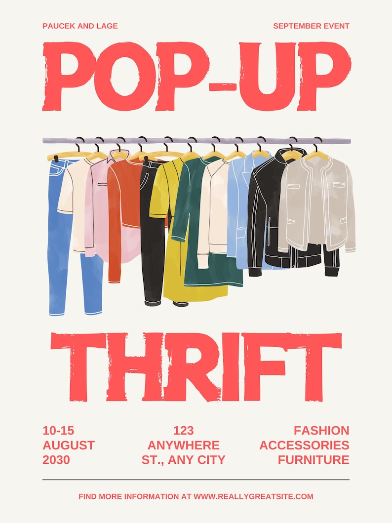 Thrift Pop up Shop Poster Template: Editable Canva Flyer (digital ...