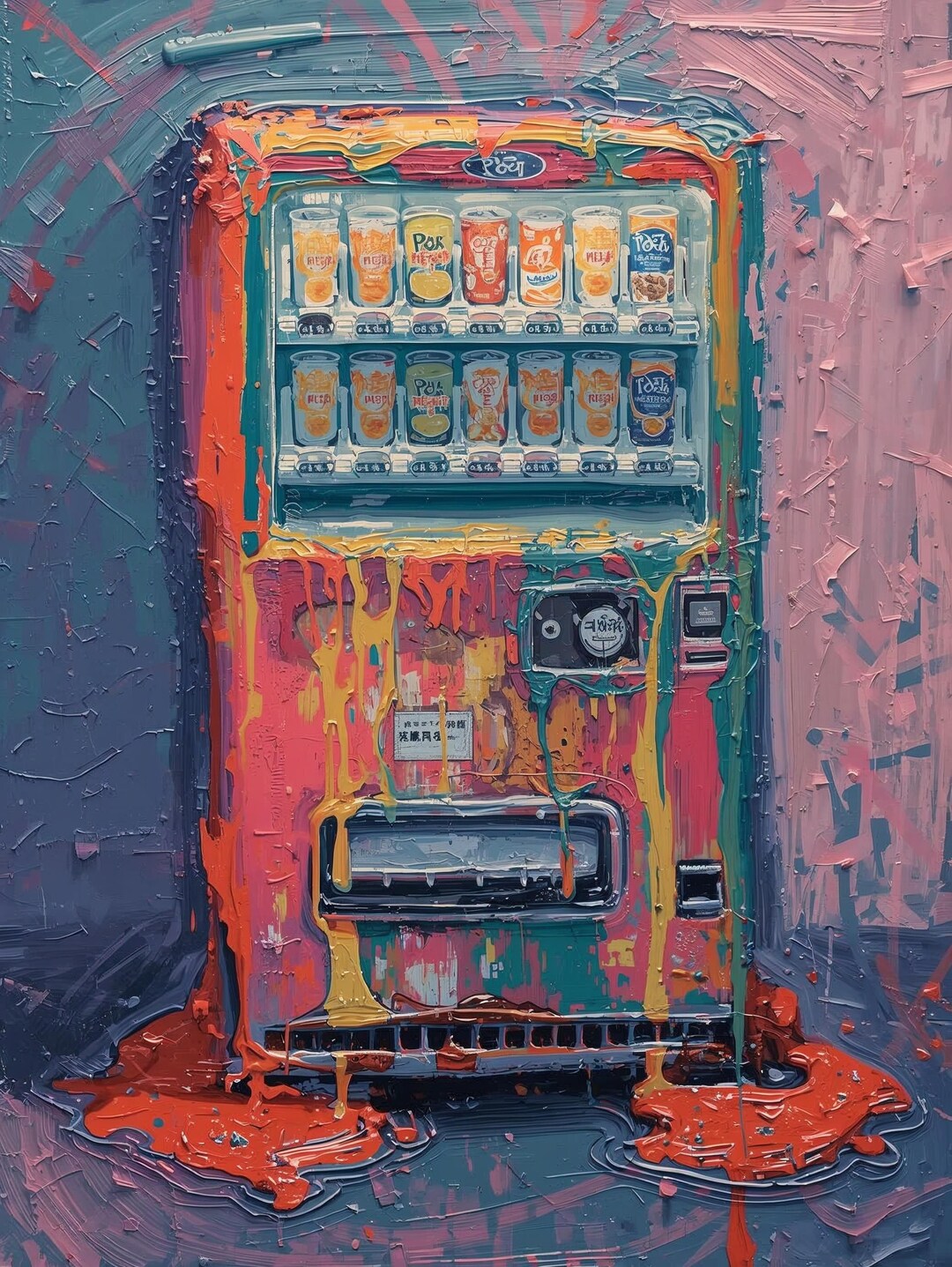 Basquiat Style Melting Vending Machine Art | Tokyo Street Pop Abstract ...