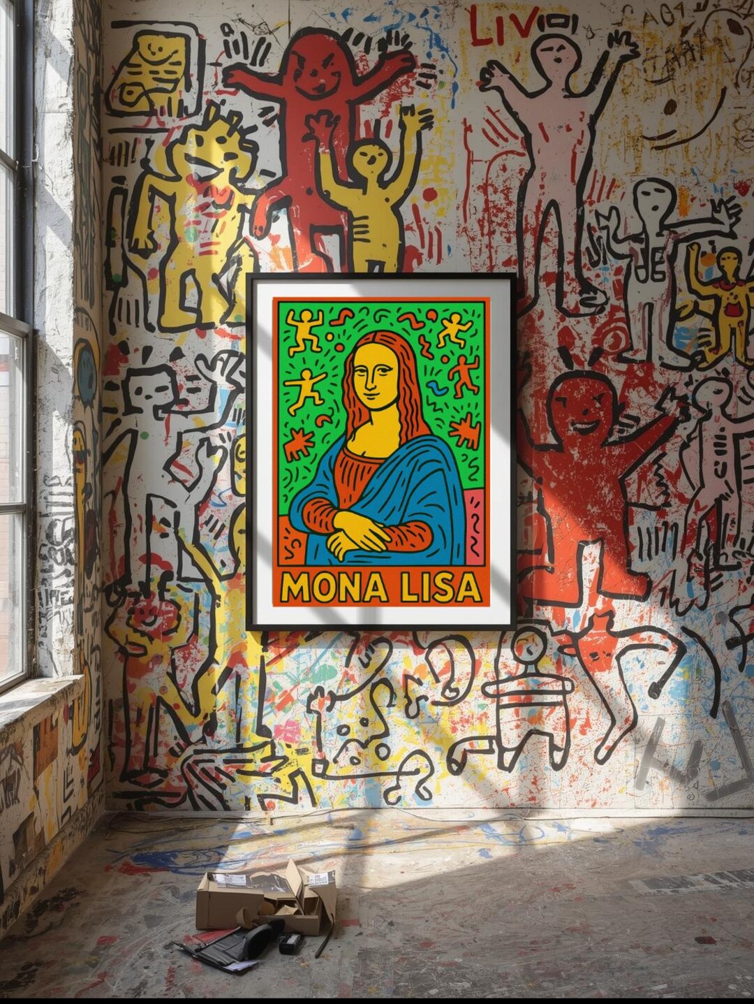 Keith Haring Style Mona Lisa Pop Art Print | Downloadable Colorful ...
