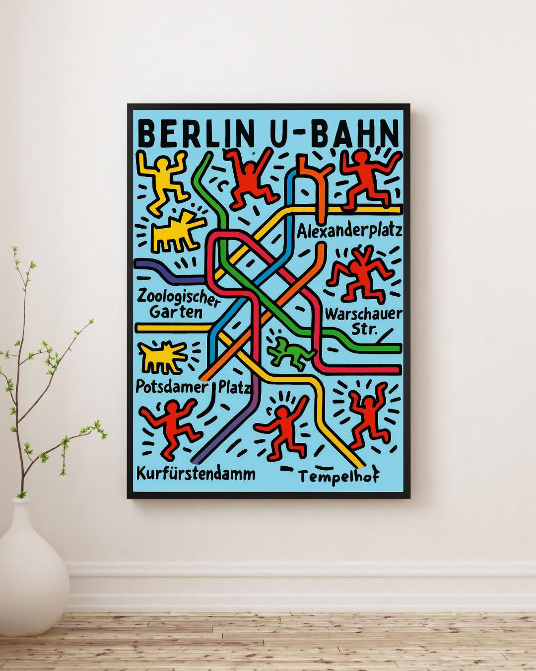 Keith Haring Style Berlin U-bahn Map Print | Colorful Abstract Subway ...