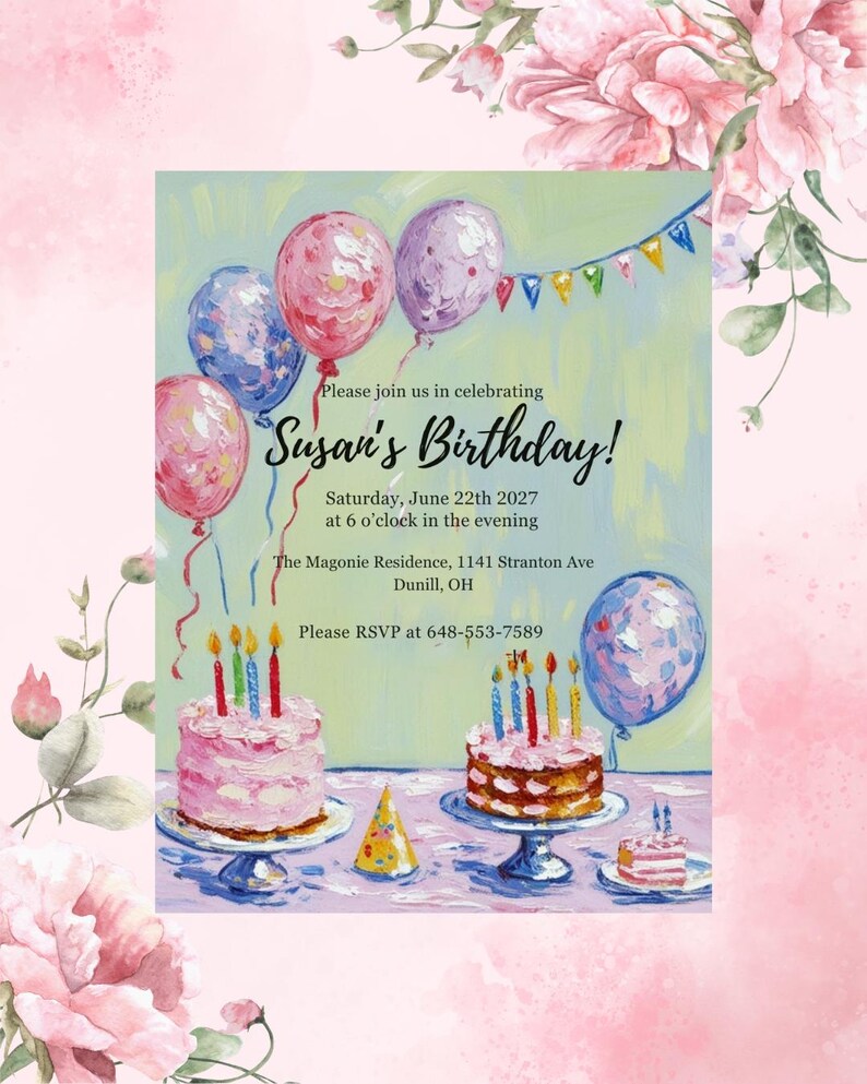 Elegant Monet Style Birthday Invitation | Impressionist Art ...