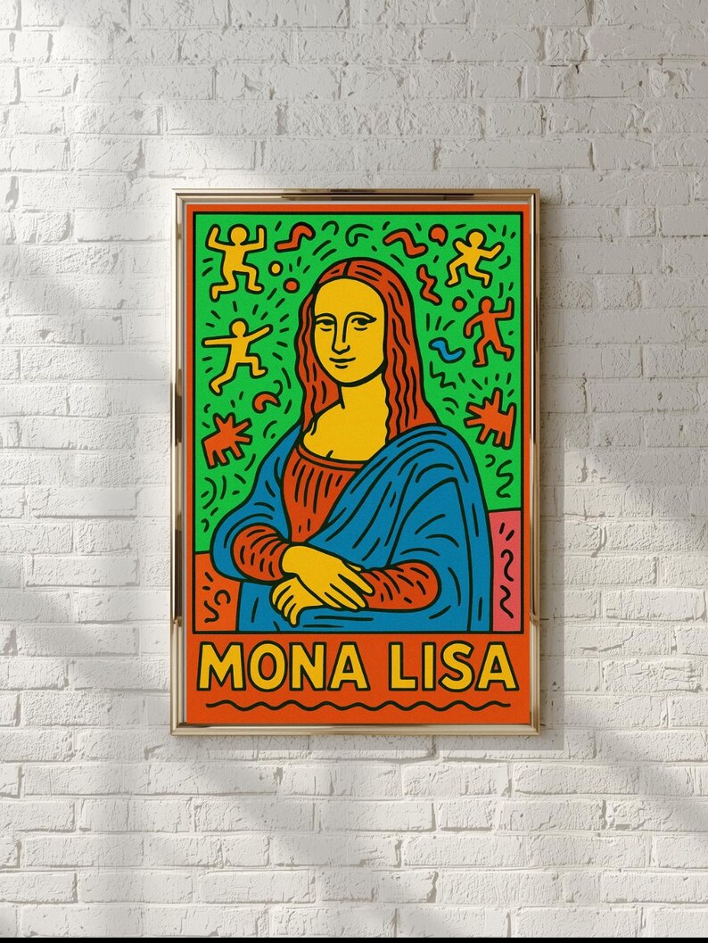 Keith Haring Style Mona Lisa Pop Art Print | Downloadable Colorful ...