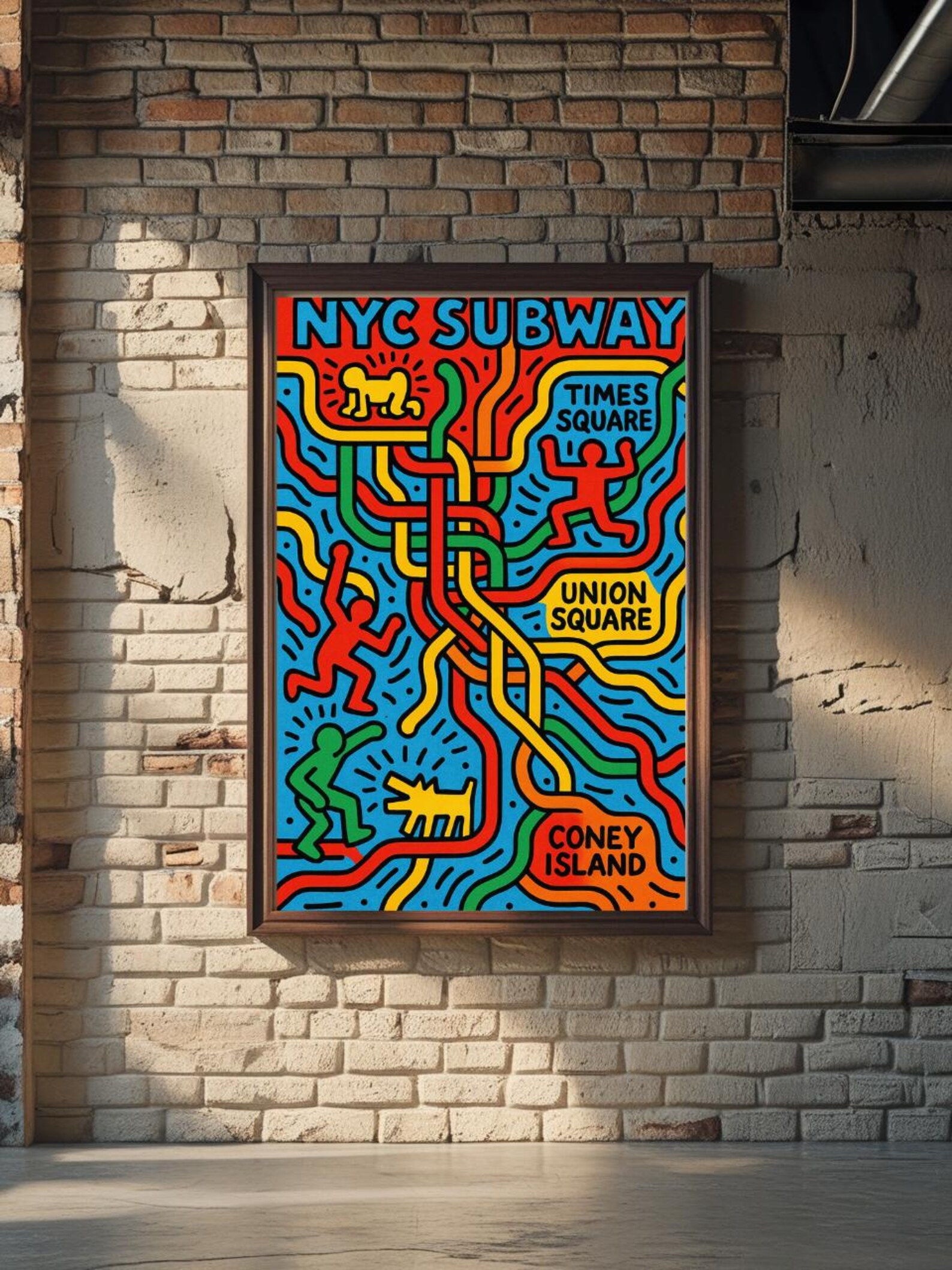 Keith Haring Style NYC Subway Map Print | Downloadable Colorful Art ...