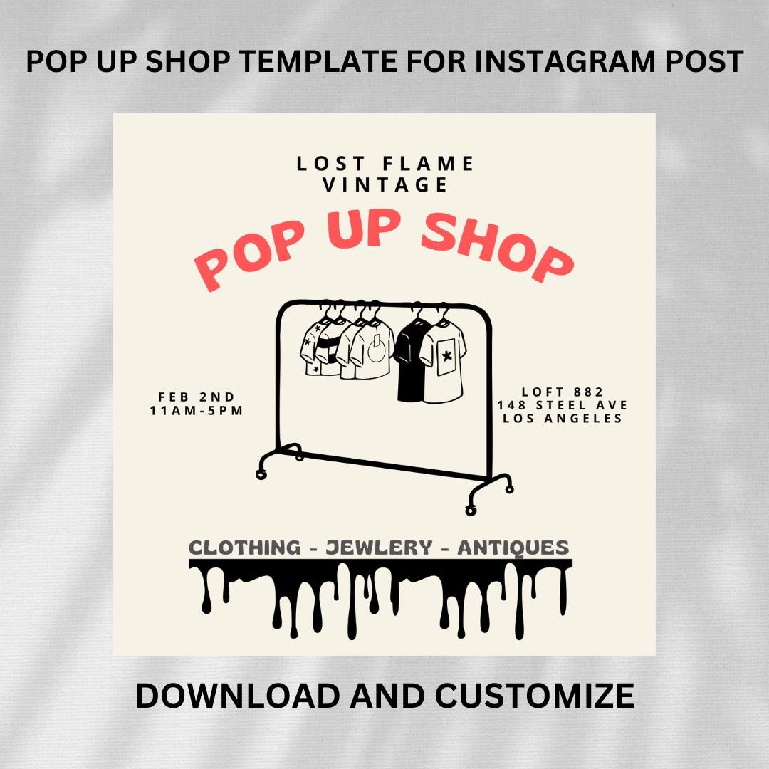 Pop up Shop Template for Instagram Post, Customizable Event Poster ...