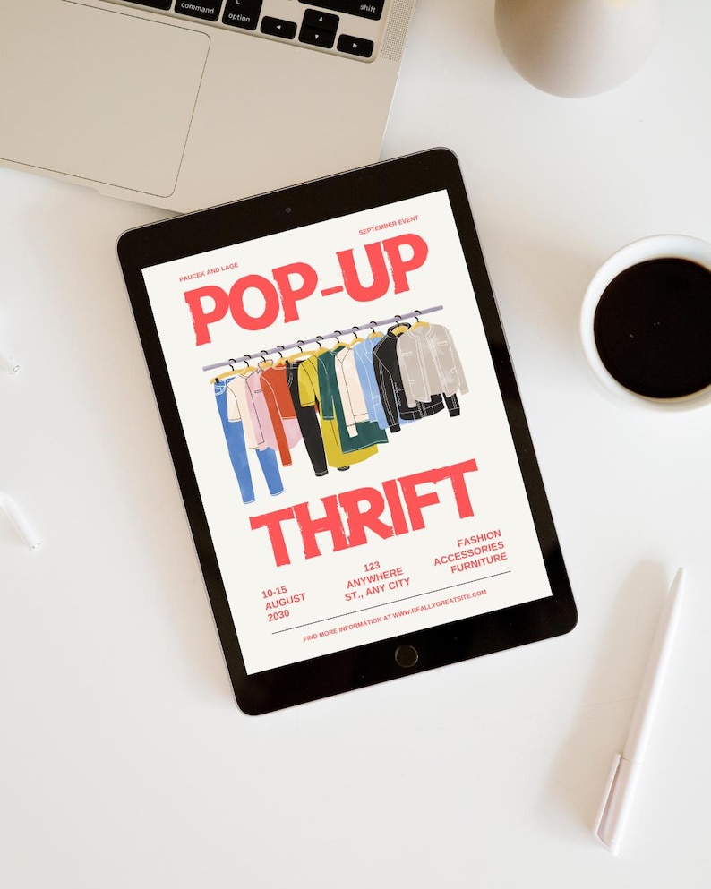 Thrift Pop up Shop Poster Template: Editable Canva Flyer (digital ...