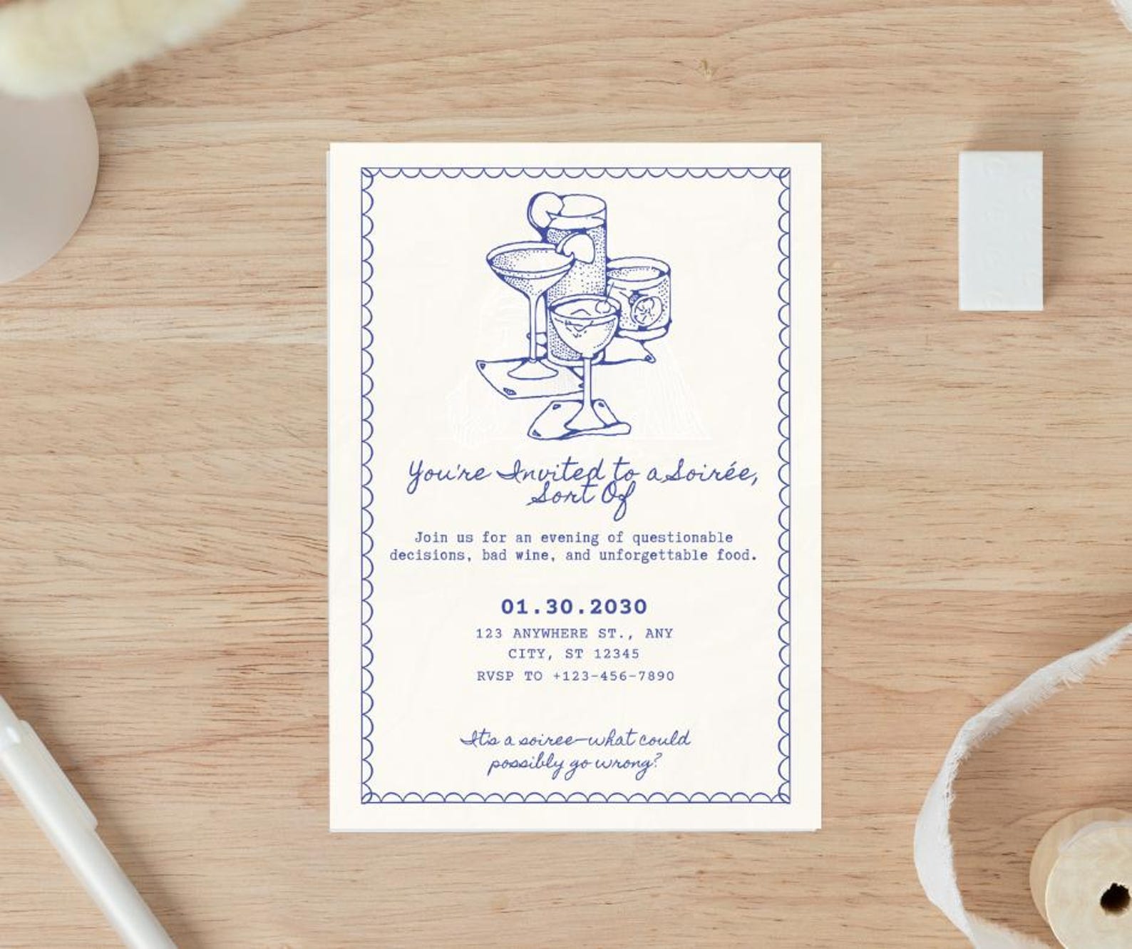 Dry Sarcastic Humor Funny Party Invitation, Adult Dinner Party Invite ...
