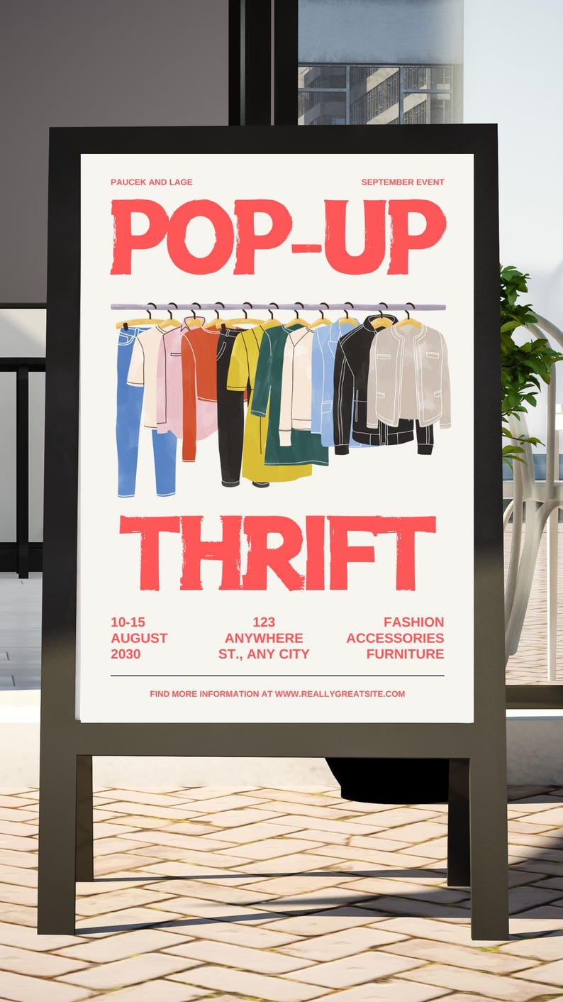 Editable Thrift Pop up Shop Poster Template | Canva Download | DIY ...