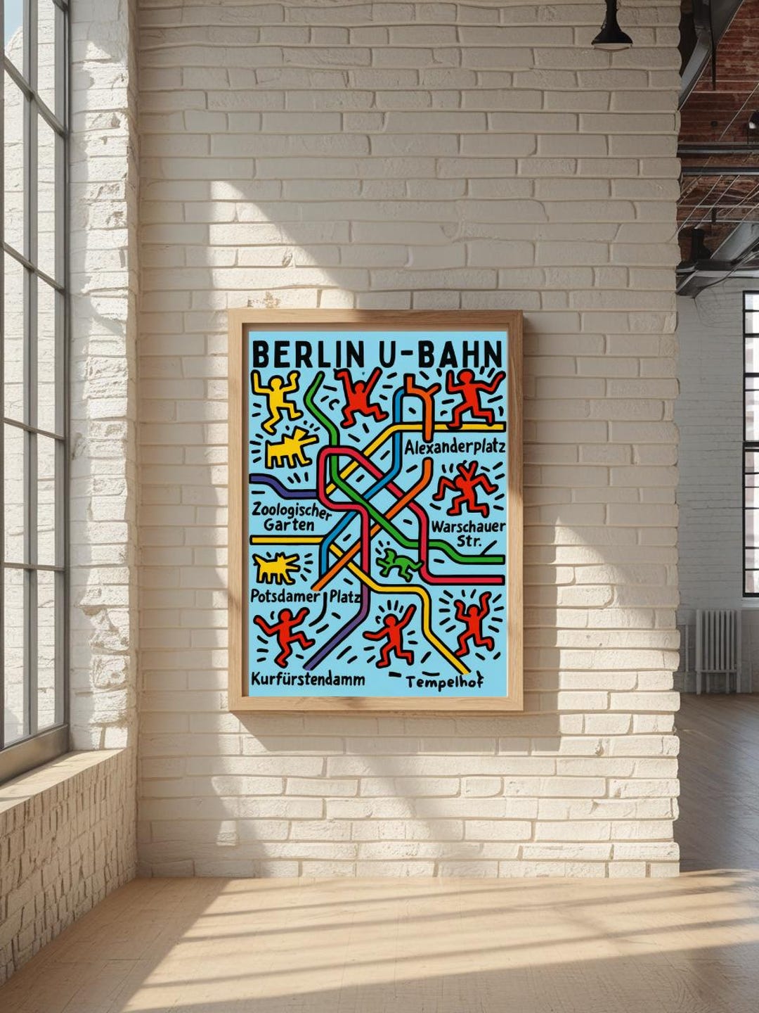 Keith Haring Style Berlin U-bahn Map Print | Colorful Abstract Subway ...