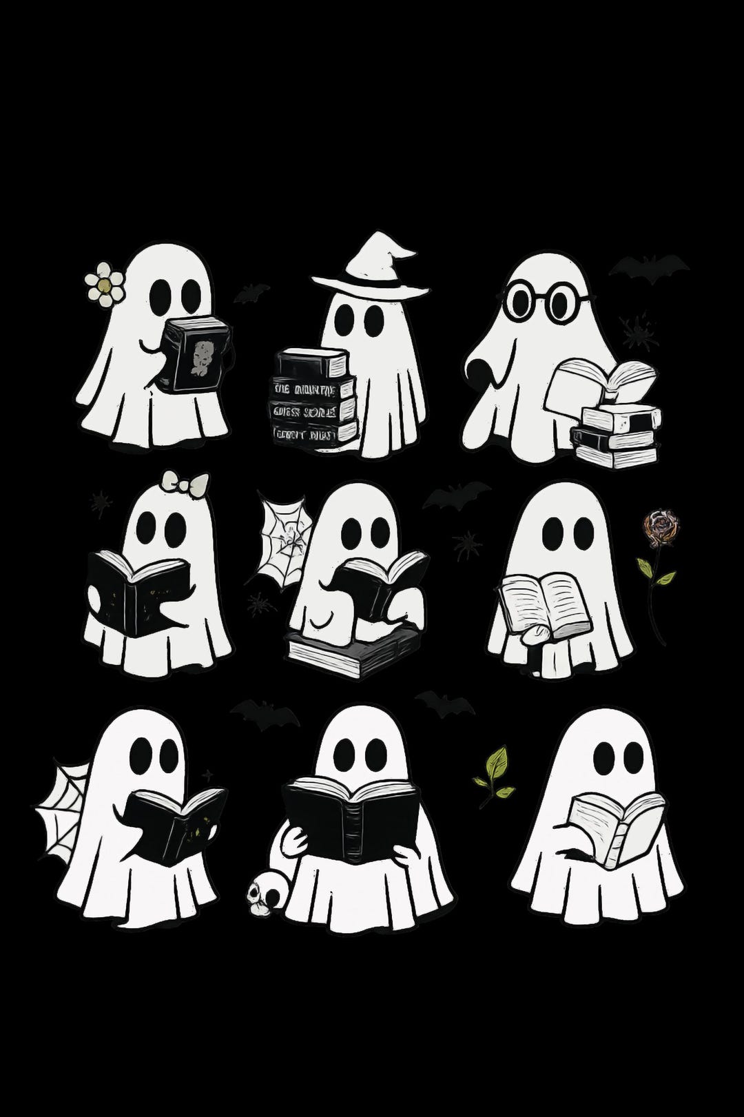Cute Bookish Ghosts Reading Design | Spooky Book Lover Halloween ...