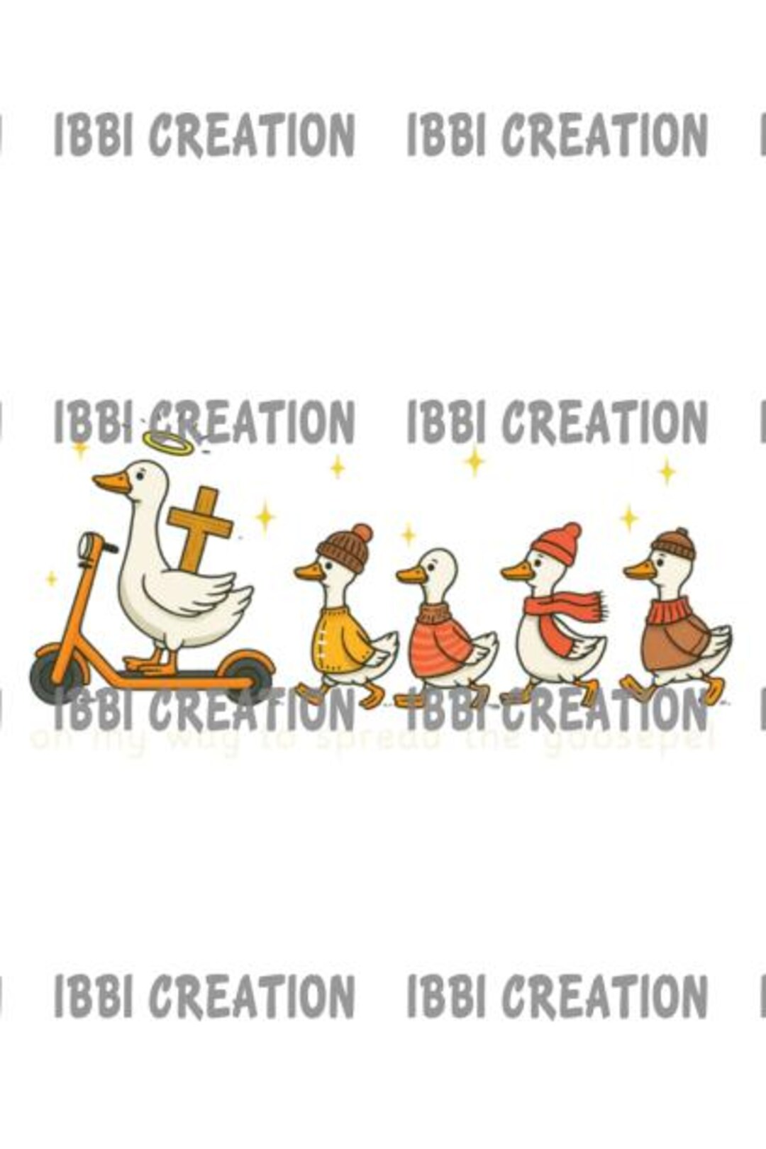 Funny Christian Duck Procession Design | Scooter Cross Halo Ducks ...