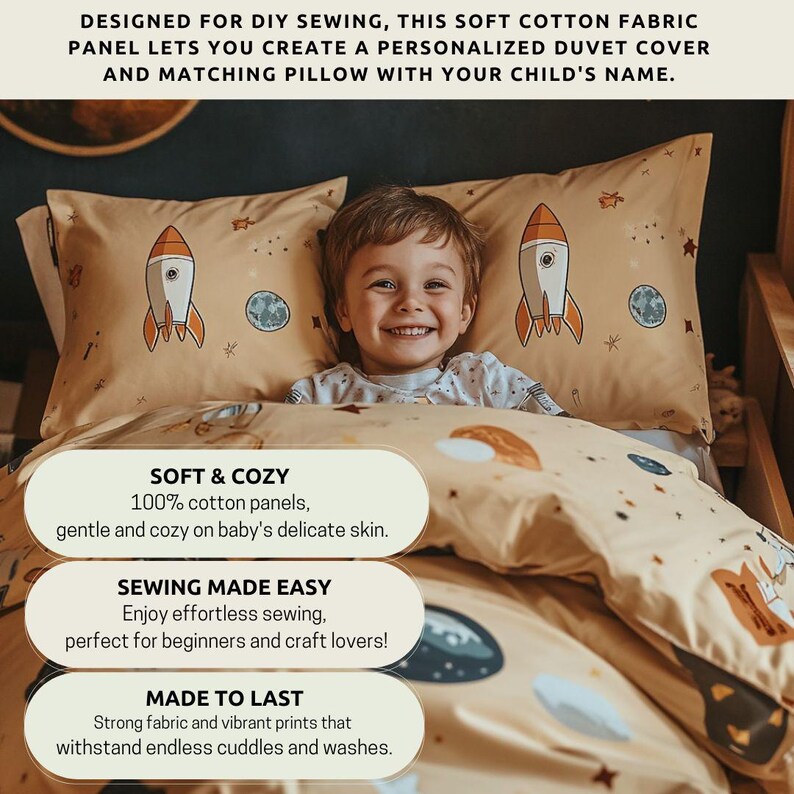 Personalized Baby Quilt Panel, Custom Printed Bedding, DIY Cut and Sew Panel, Nursery Crib Duvet ...