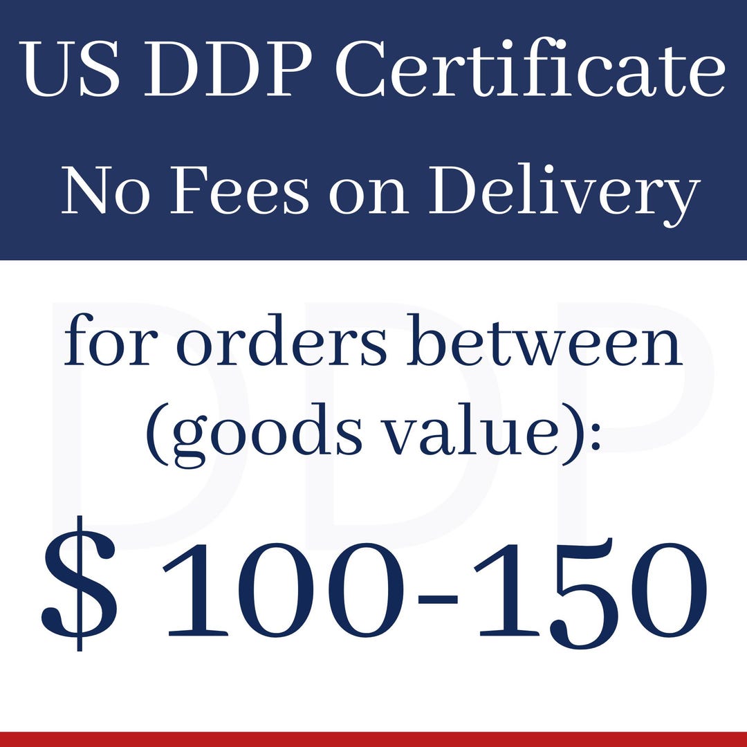 US Customs Duty Payment — DDP Digital Certificate (goods Value 100–150 ...
