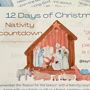 12 Days of Nativity Advent Countdown- Digital Printable Christmas Tags ...