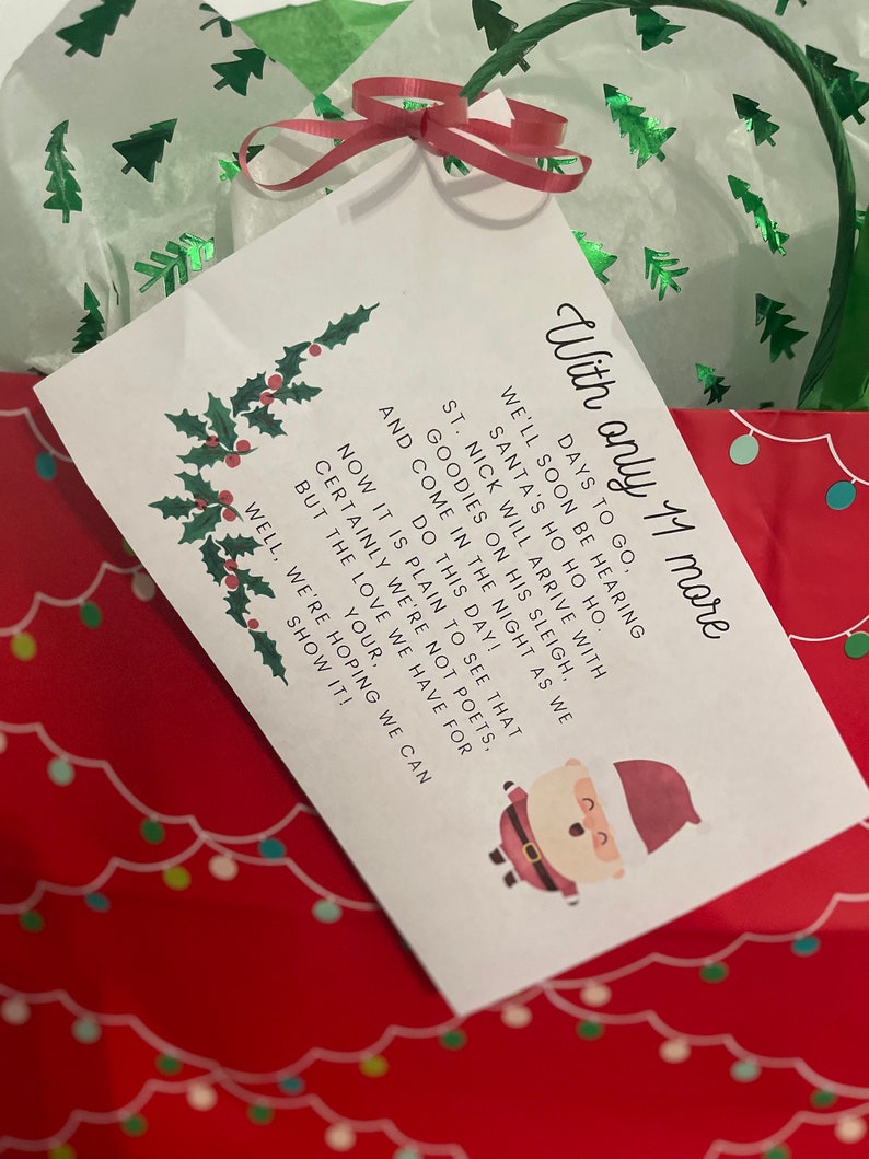 Digital Printable 12 Days of Christmas Poem Tags and Gift Ideas - Etsy