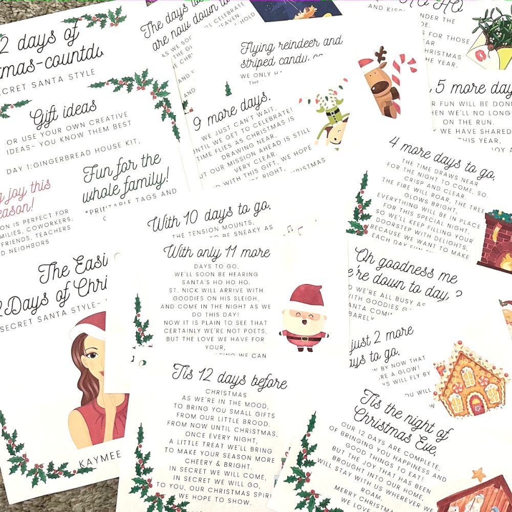 Digital Printable 12 Days of Christmas Poem Tags and Gift Ideas - Etsy