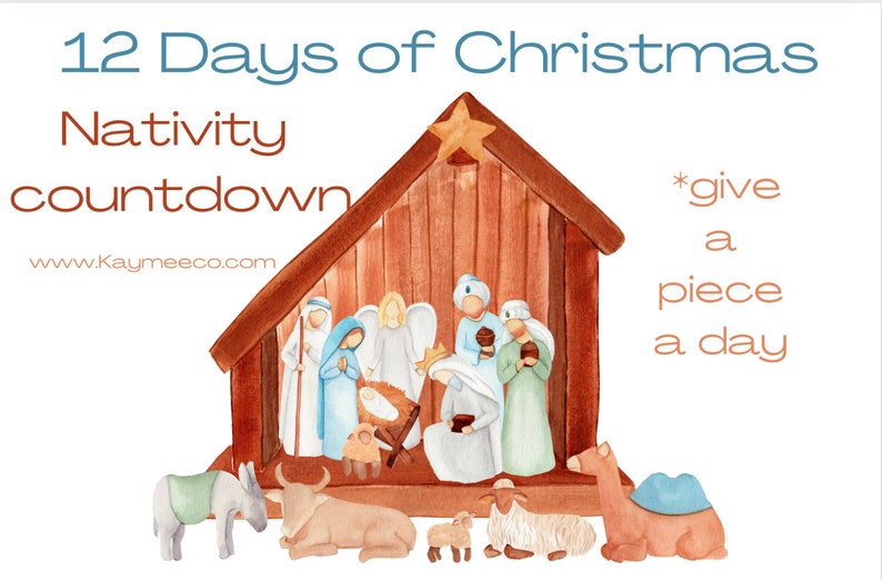12 Days of Nativity Advent Countdown- Digital Printable Christmas Tags ...