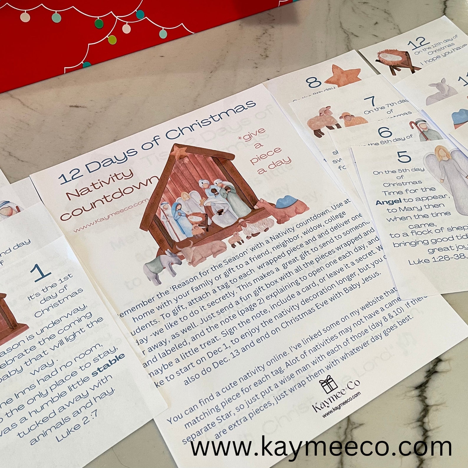 12 Days of Nativity Advent Countdown- Digital Printable Christmas Tags ...