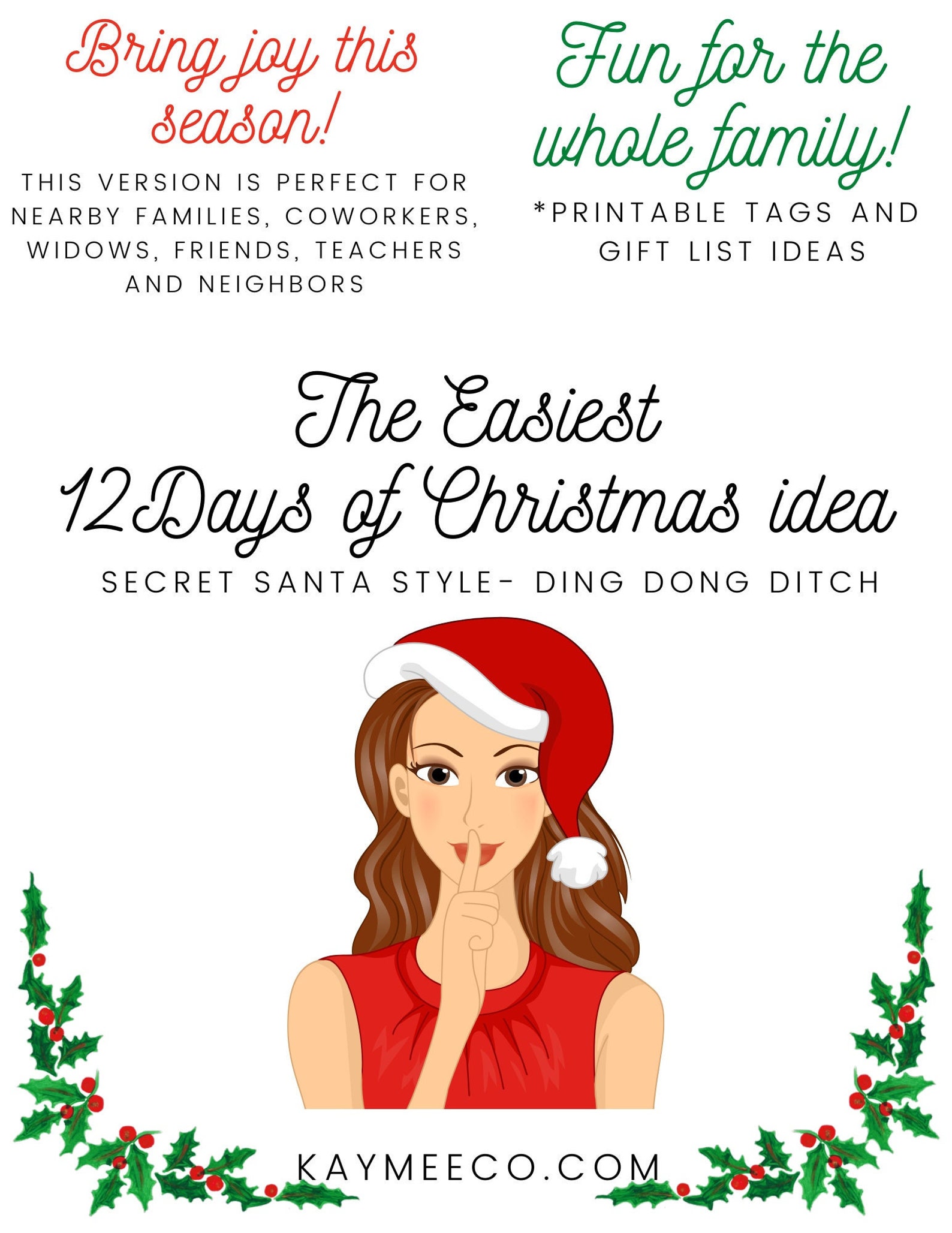 Digital Printable 12 Days of Christmas Poem Tags and Gift Ideas - Etsy