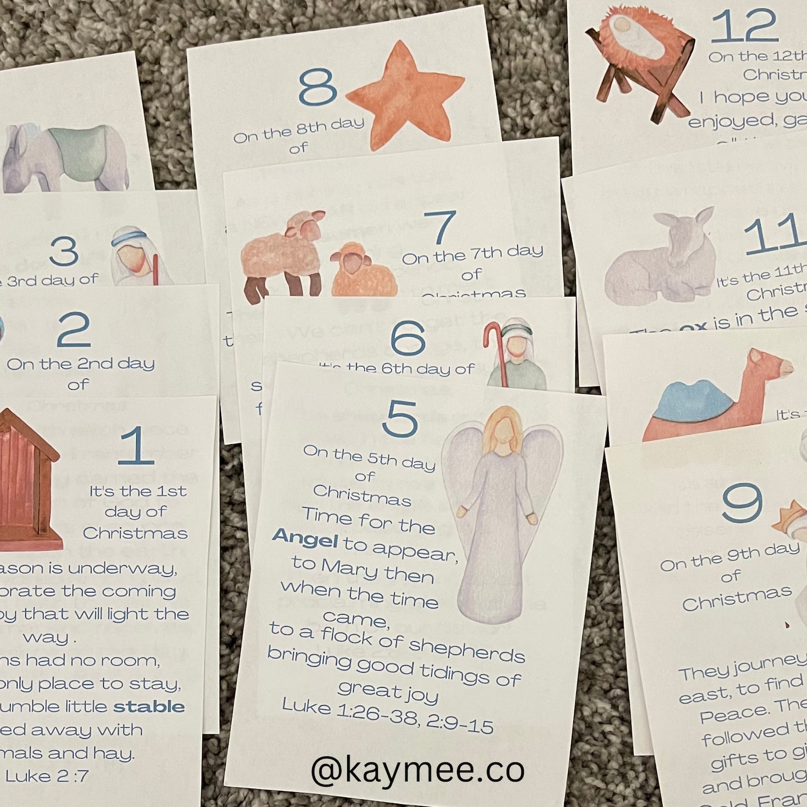 12 Days of Nativity Advent Countdown- Digital Printable Christmas Tags ...