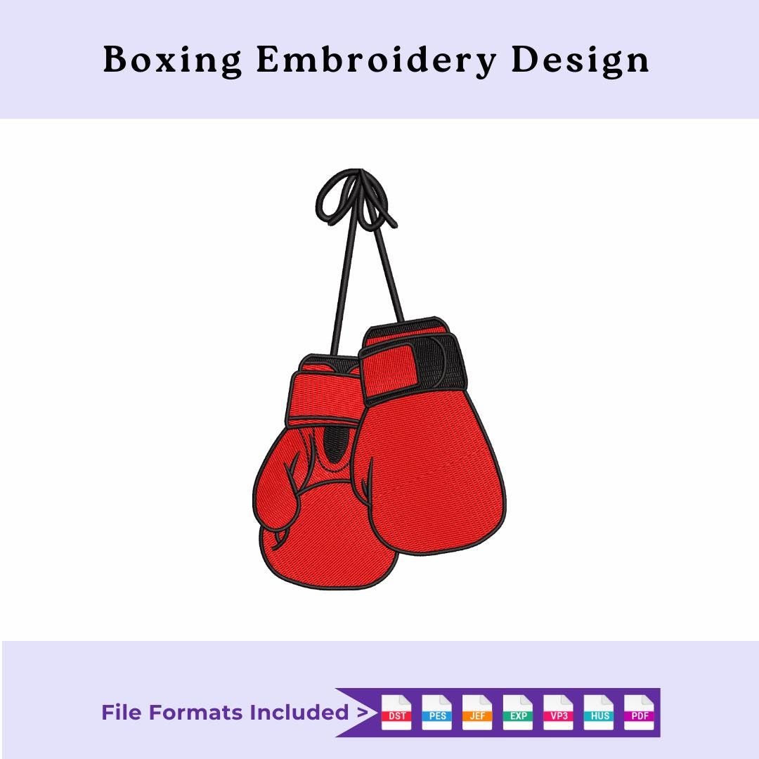 Boxing Gloves Embroidery Design | Red Hanging Patch for Sports Fans ...