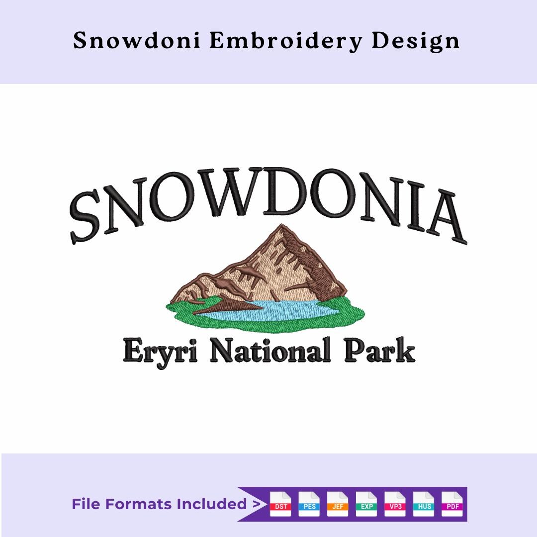 Snowdonia Embroidery Design | Wales Mountain Landscape (digital ...
