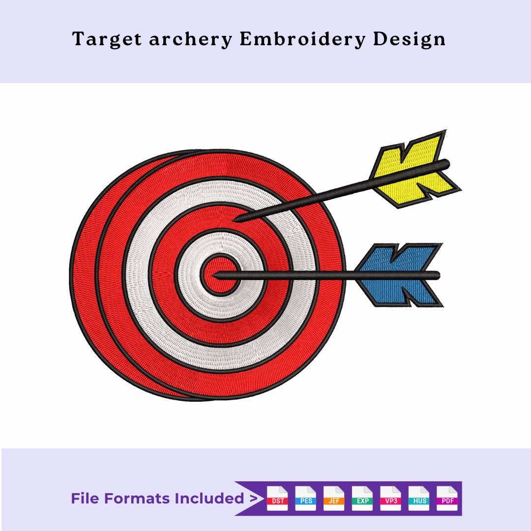 Target Archery Embroidery Design | Bullseye Patch With Arrows (digital ...