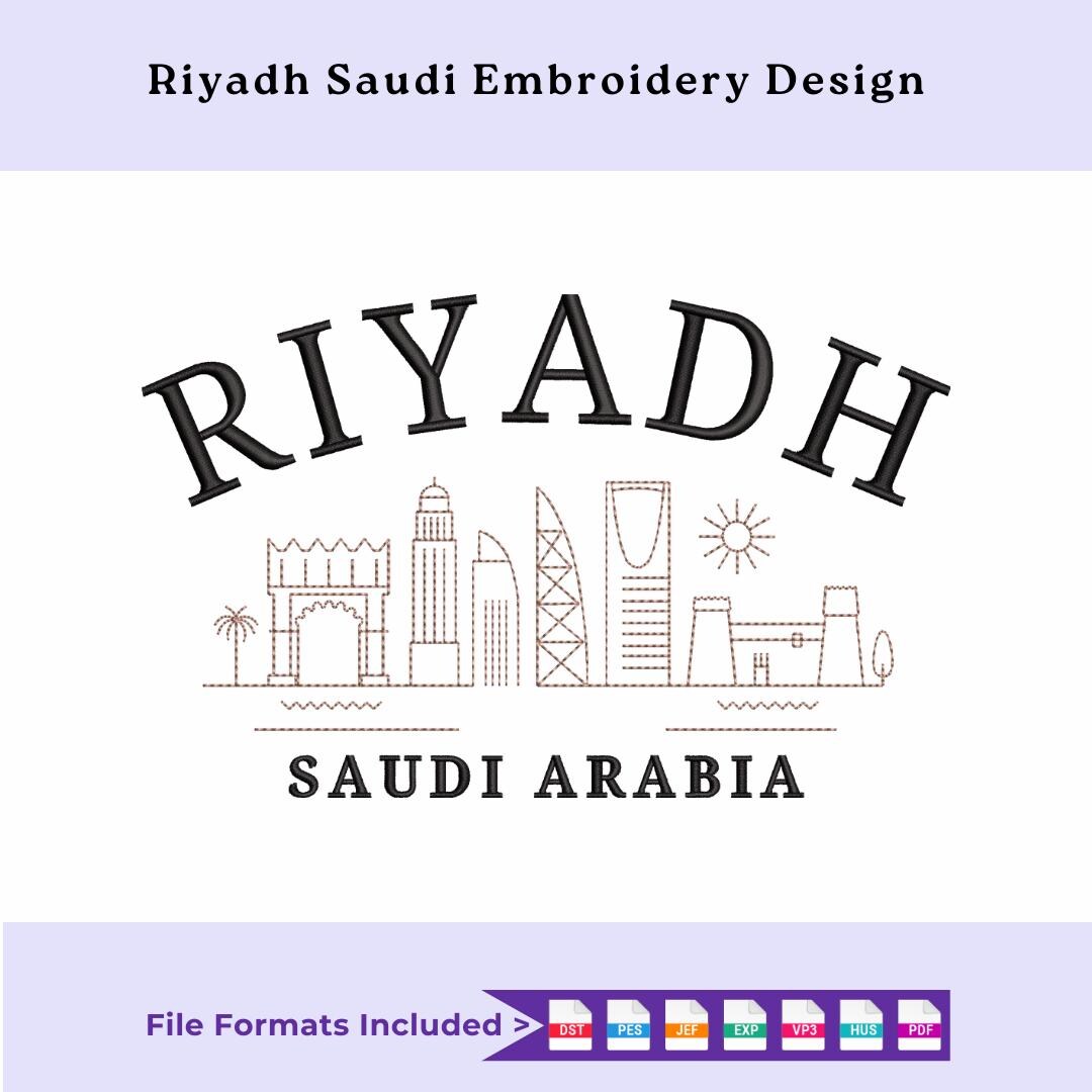 Riyadh Saudi Arabia Skyline Embroidery Design (digital Download) - Etsy ...