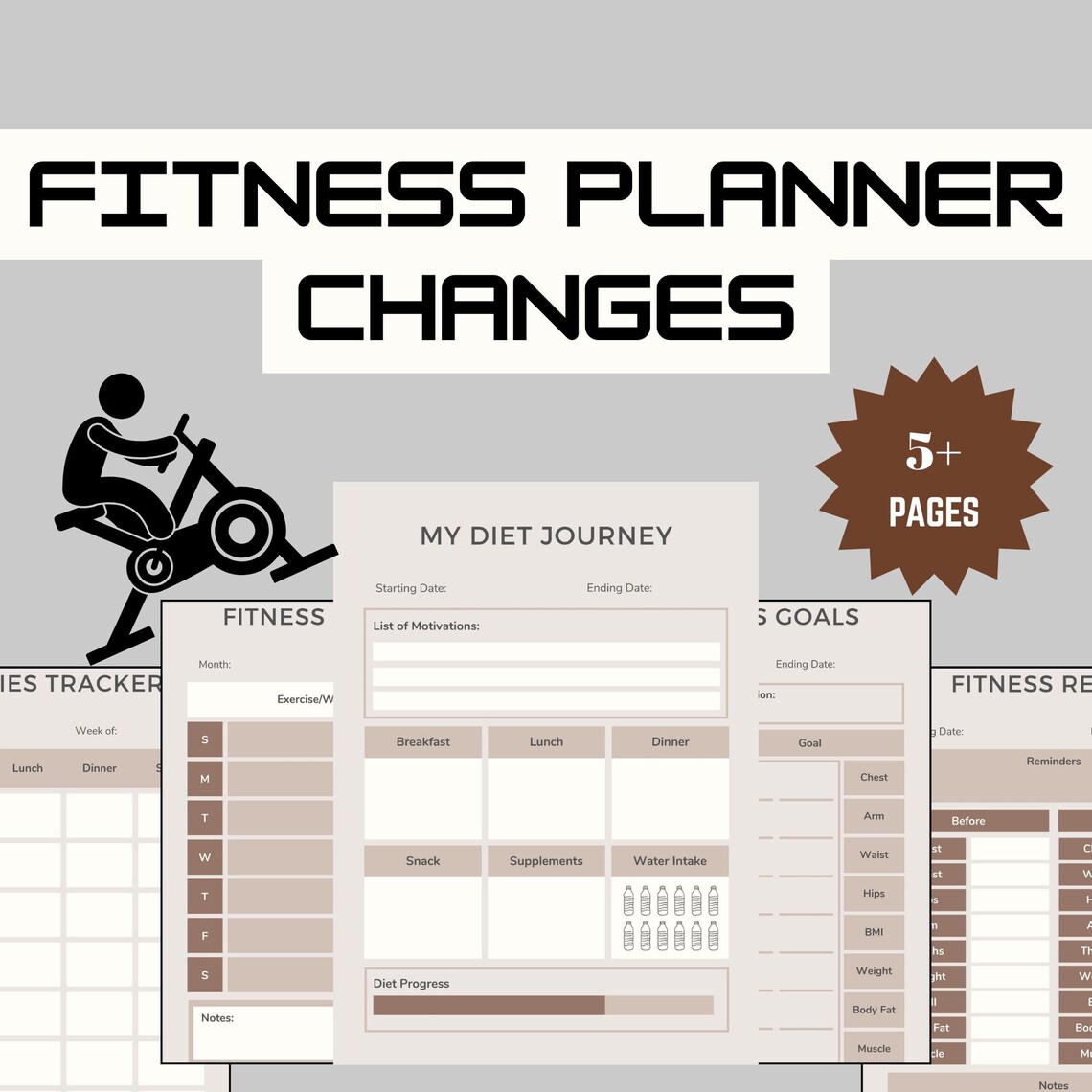 Editable Fitness Planner, Tracks Workout and Wellness Goal, Weight Loss ...