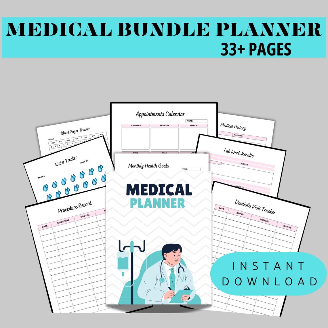Editable Medical Planner, Medication Binder, Medications & Health Goal ...