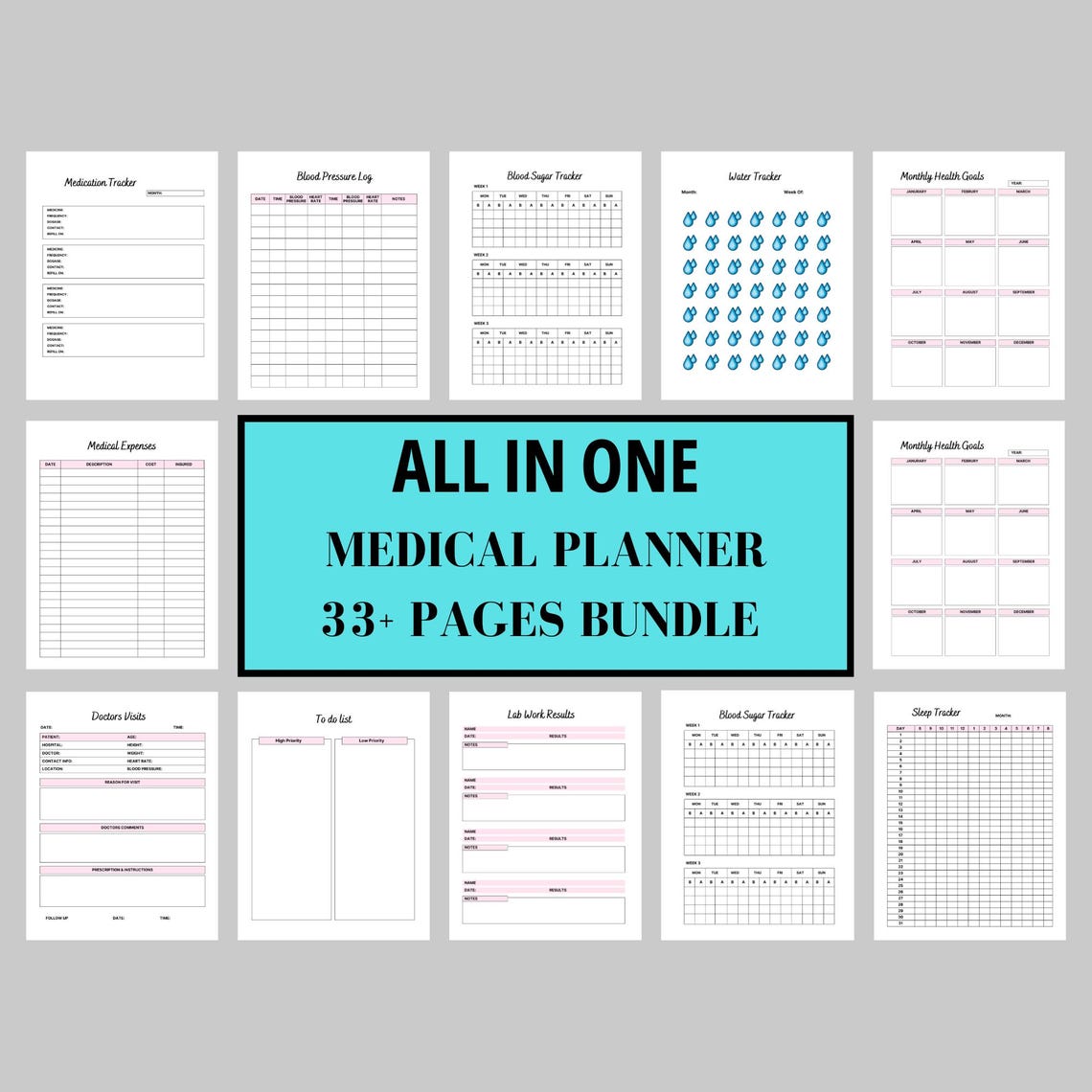 Editable Medical Planner, Medication Binder, Medications & Health Goal ...
